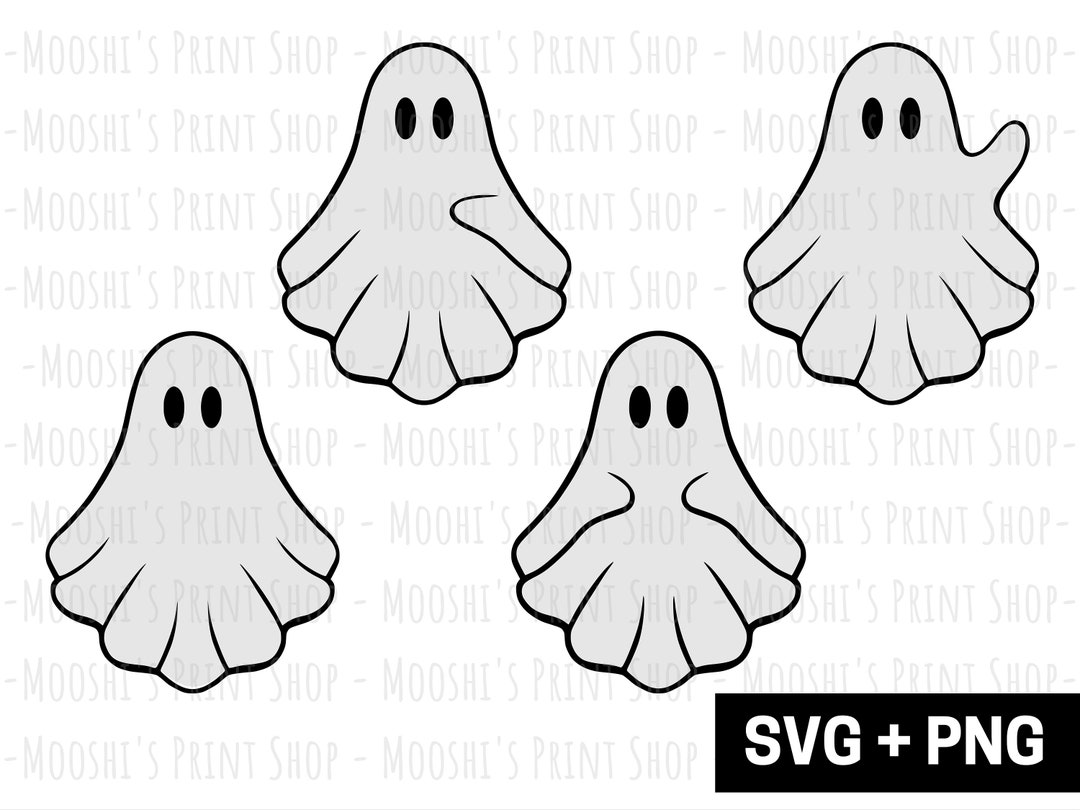 Ghost Clipart Bundle, Grey Spooky Season Halloween Ghost Outline ...