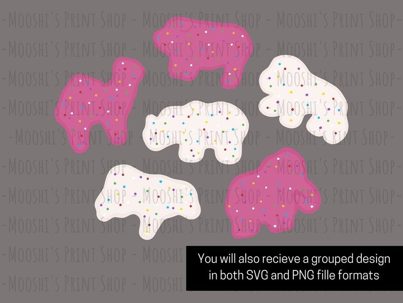 Frosted Circus Animal Cookies Clipart, Pink and White Sprinkles Animal ...