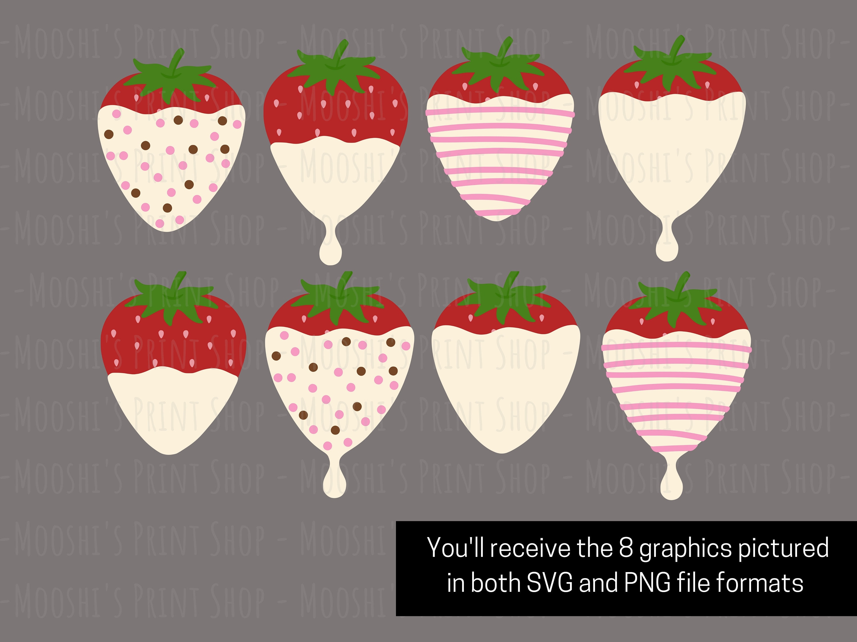 Pink Chocolate Covered Strawberries Clipart Bundle, Cute Valentine's ...