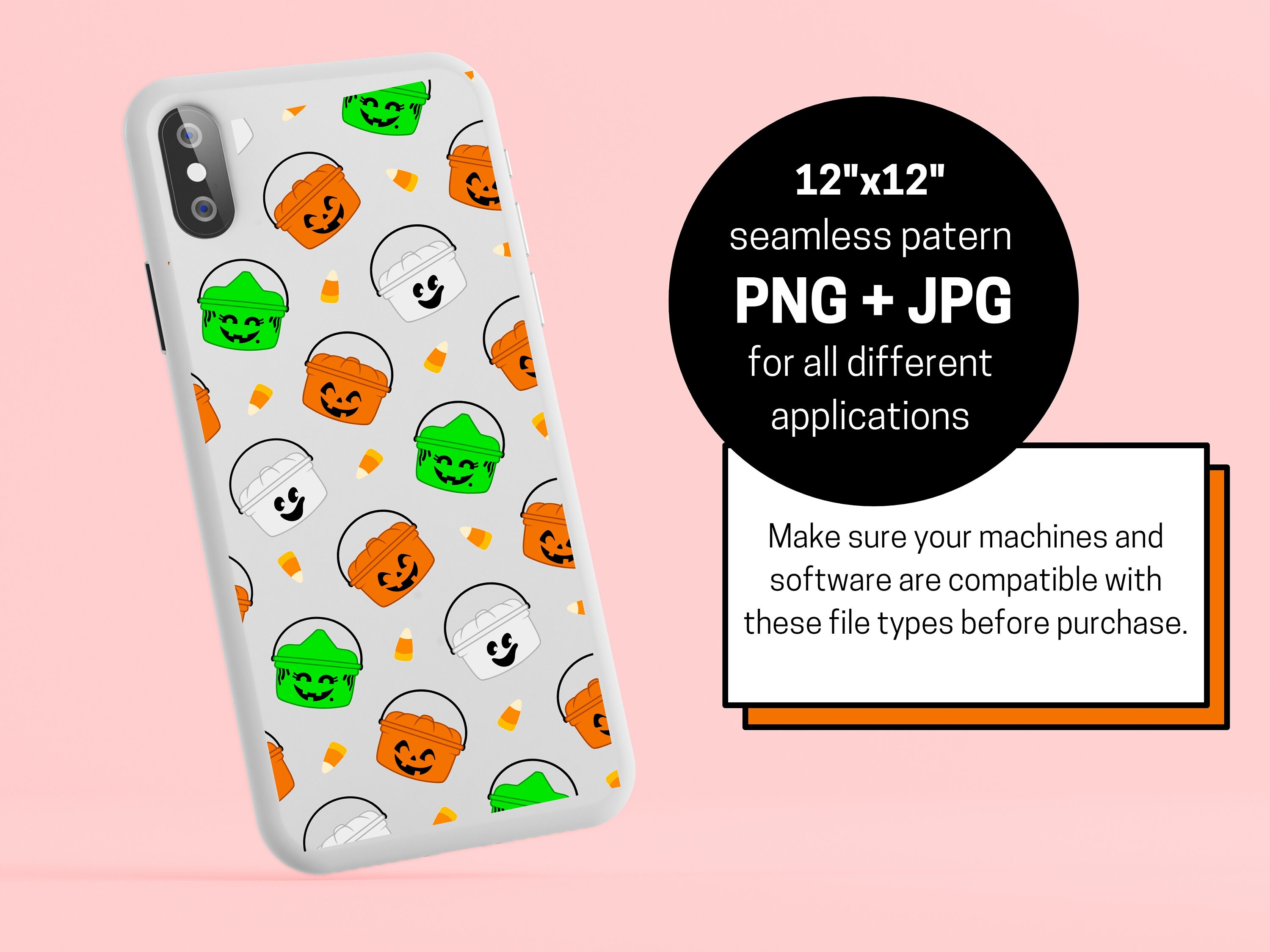 Halloween Boo Candy Bucket Digital Paper, Pumpkin Ghost Witch Candy ...