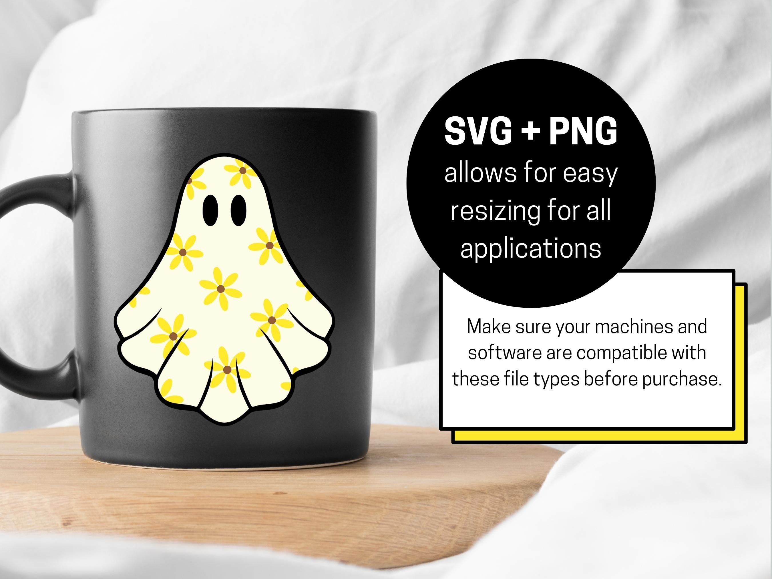 Yellow Daisy Ghost Clipart, Cute Flower Halloween Sunflower Floral ...