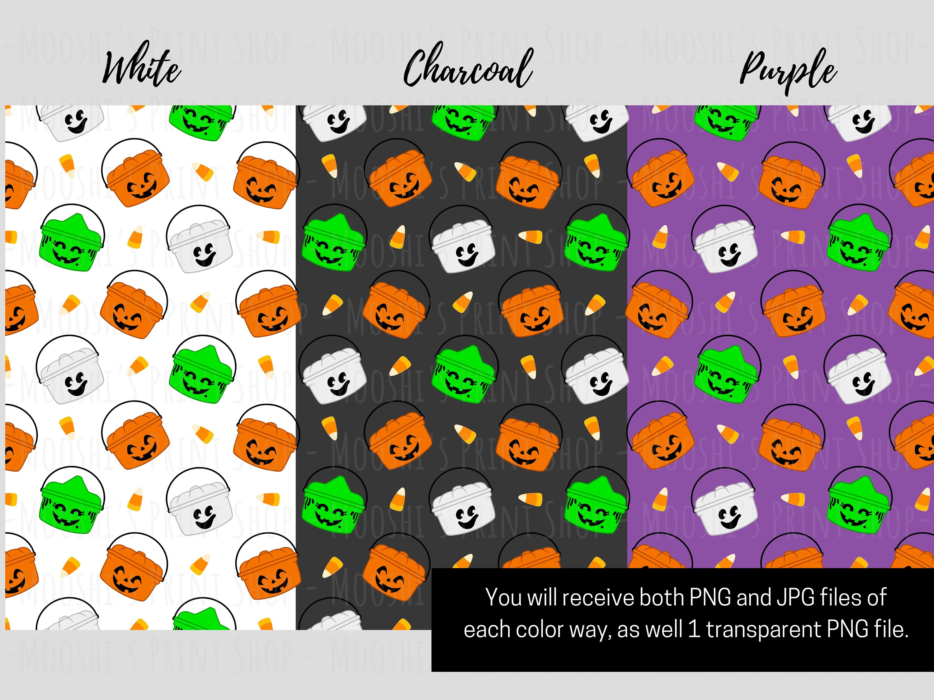 Halloween Boo Candy Bucket Digital Paper, Pumpkin Ghost Witch Candy ...