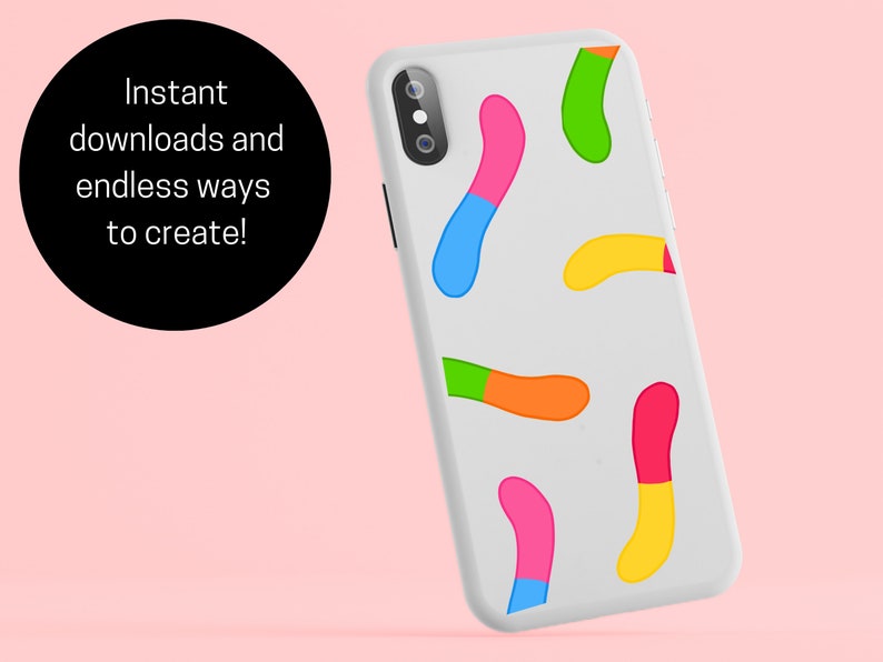 Gummy Worms Clipart Bundle, Colorful Sour Chewy Candy Graphics, Cute ...