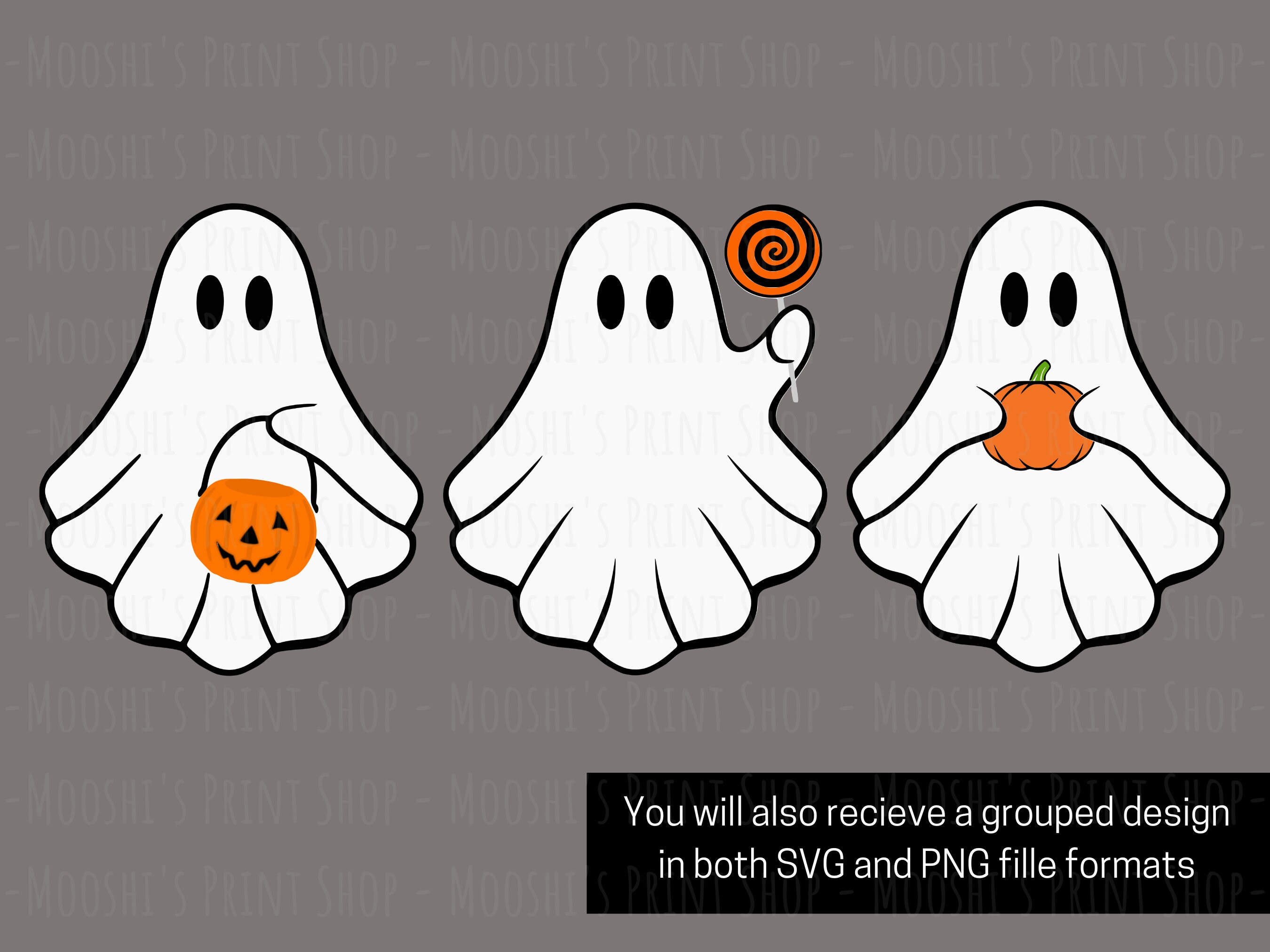 Spooky Ghosts Clipart Bundle, Cute Trick or Treat Halloween Graphics ...