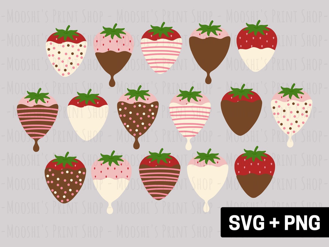 Valentine's Chocolate Covered Strawberries Clipart Bundle, Cute Red ...
