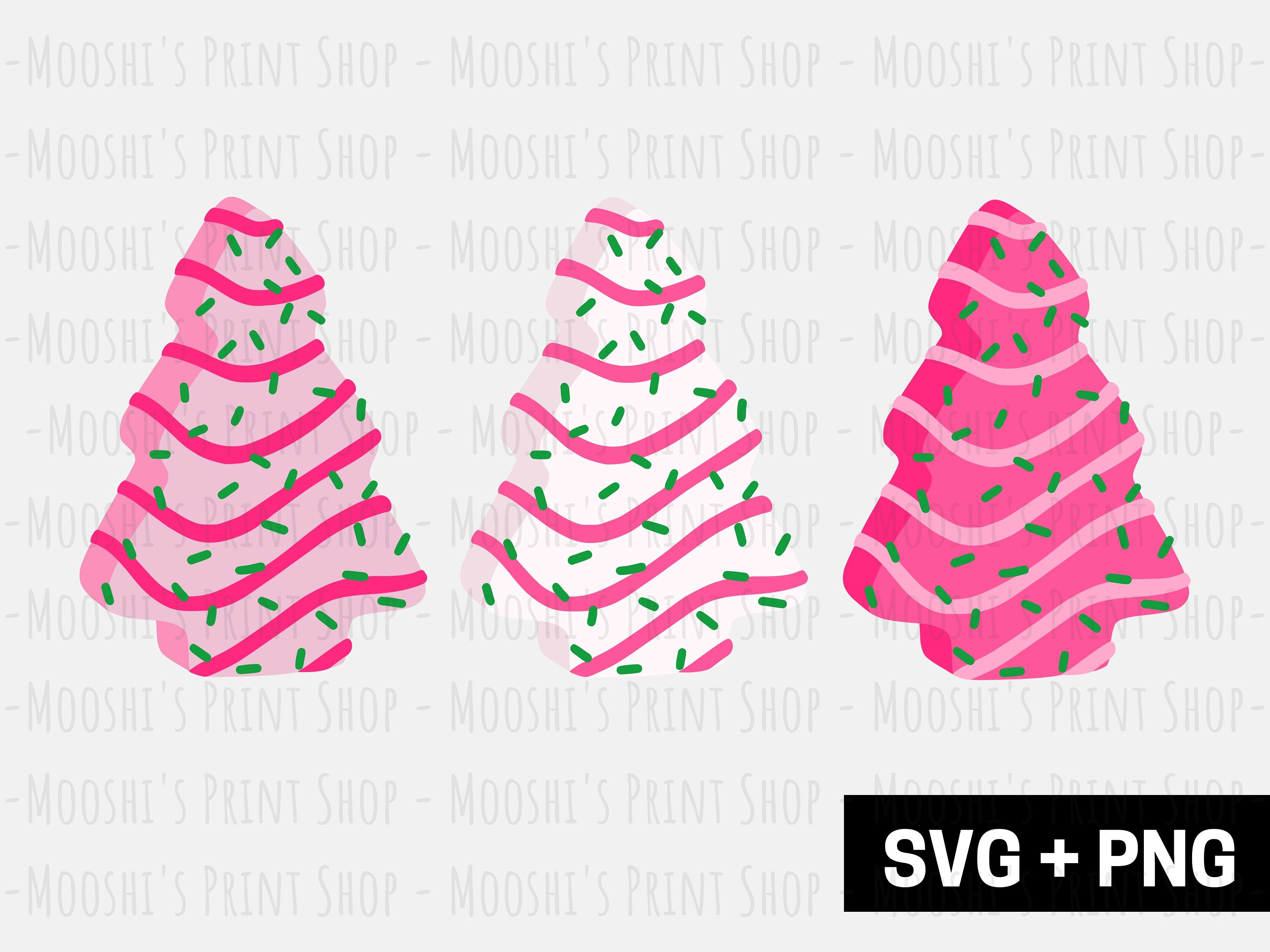 Pink Christmas Tree Snack Cake Clipart Bundle, Trendy Holiday Xmas ...