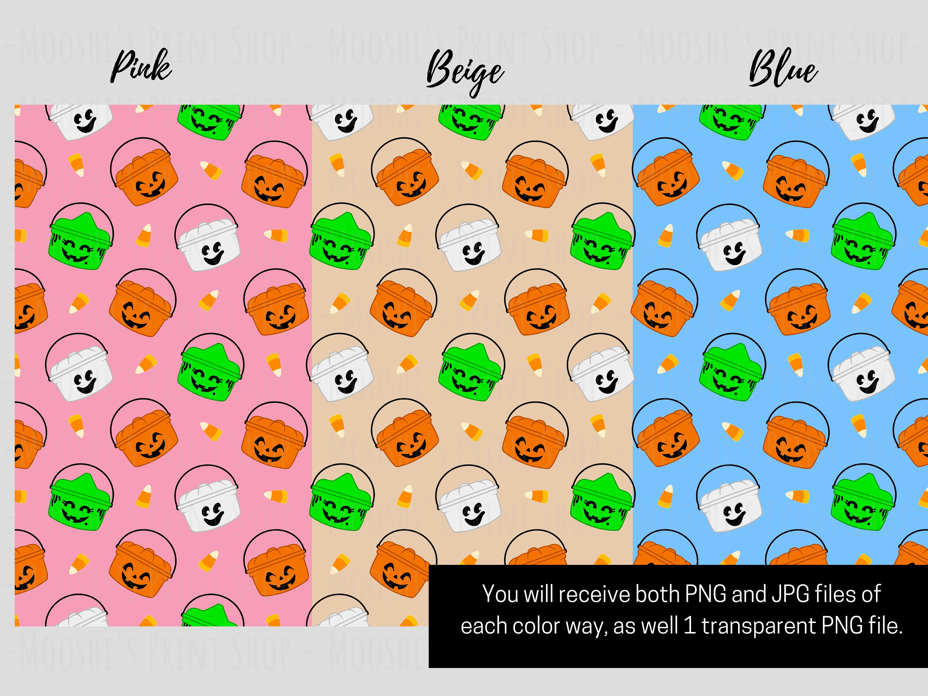 Halloween Boo Candy Bucket Digital Paper, Pumpkin Ghost Witch Candy ...