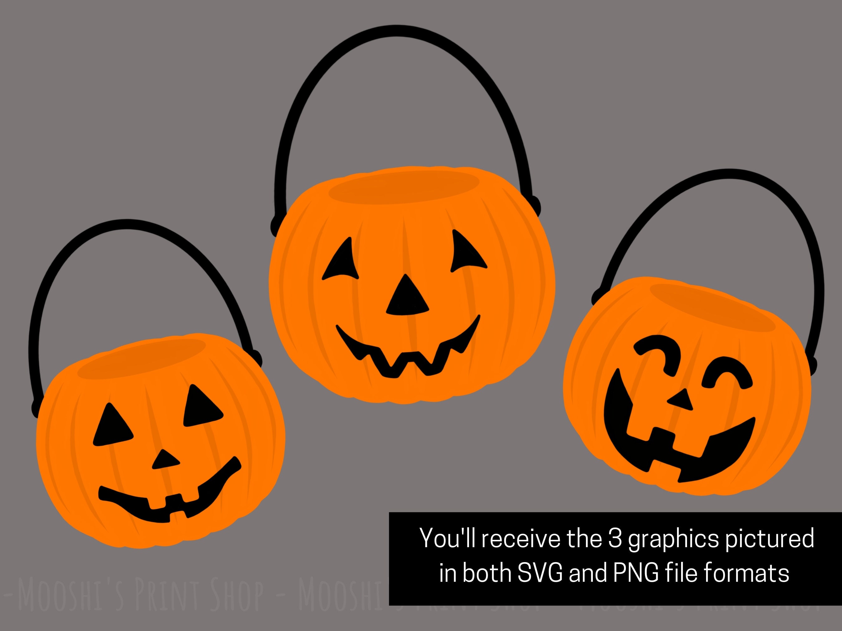Trick or Treat Pumpkins Pail Clipart Bundle, Halloween Jack-o'-lantern ...