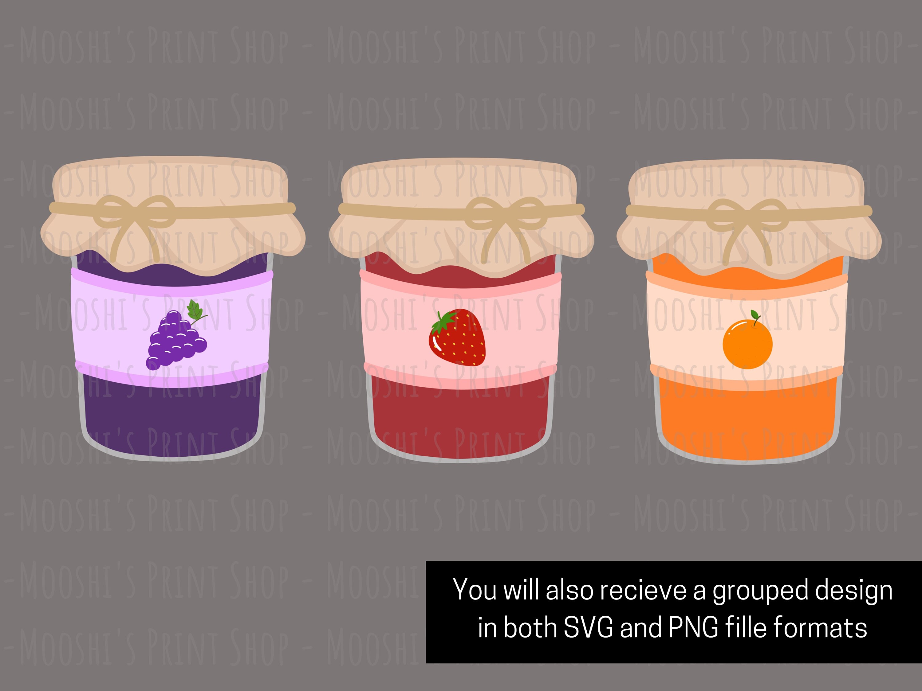 Jelly Jars Clipart Bundle, Grape Strawberry Orange Fruit Jam Marmalade ...