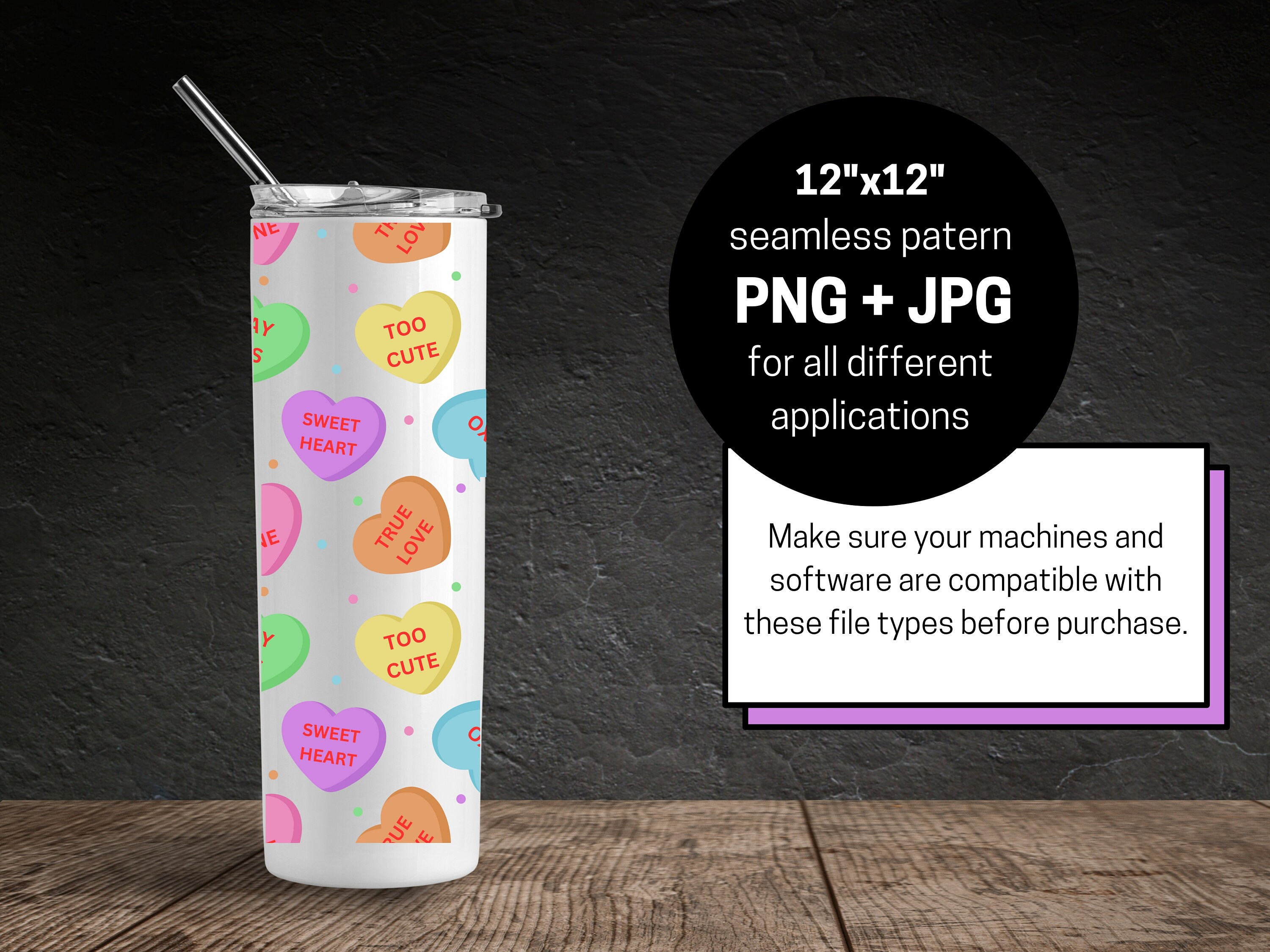 Conversation Hearts Digital Paper, Valentine's Day Candy Heart Message ...