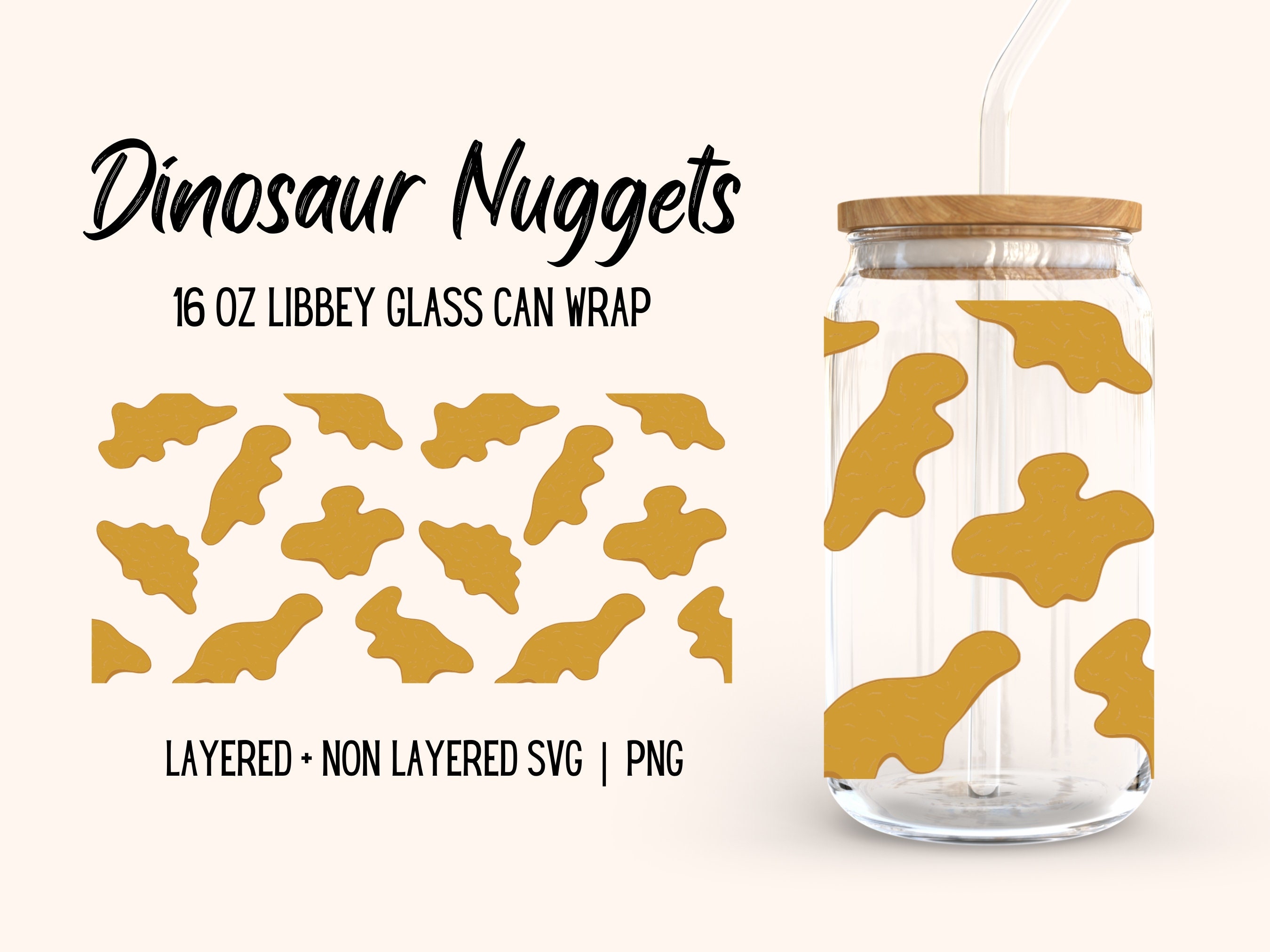 Dino Nugget Libbey Glass Wrap, Dinosaur Chicken Nuggets, Cute Nostalgic ...