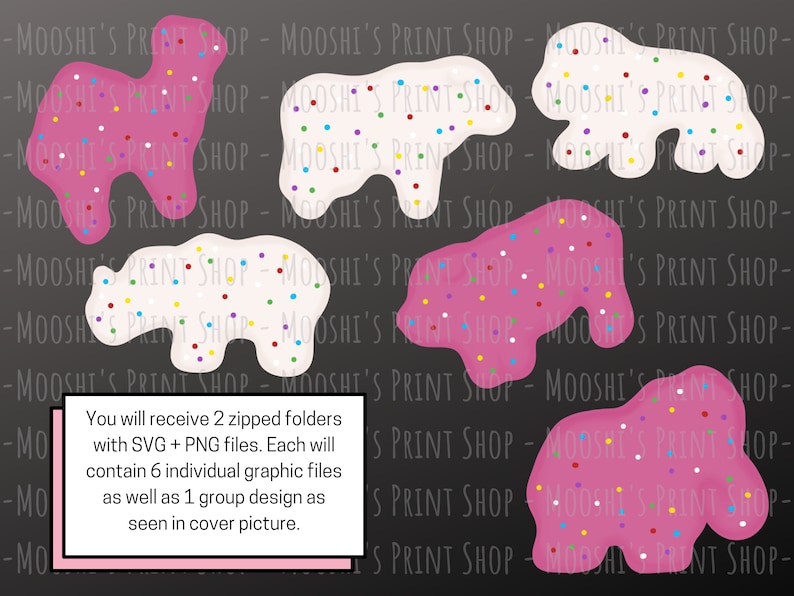 Frosted Circus Animal Cookies Clipart, Pink and White Sprinkle Design ...