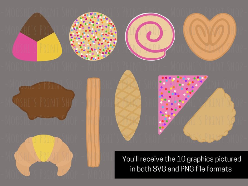 Pan Dulce Clipart Bundle, Assorted Mexican Sweet Bread Pastry Graphics ...