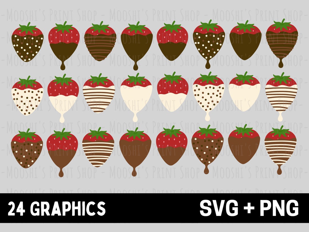 Chocolate Covered Strawberries Clipart Bundle, Assorted Milk White Dark ...