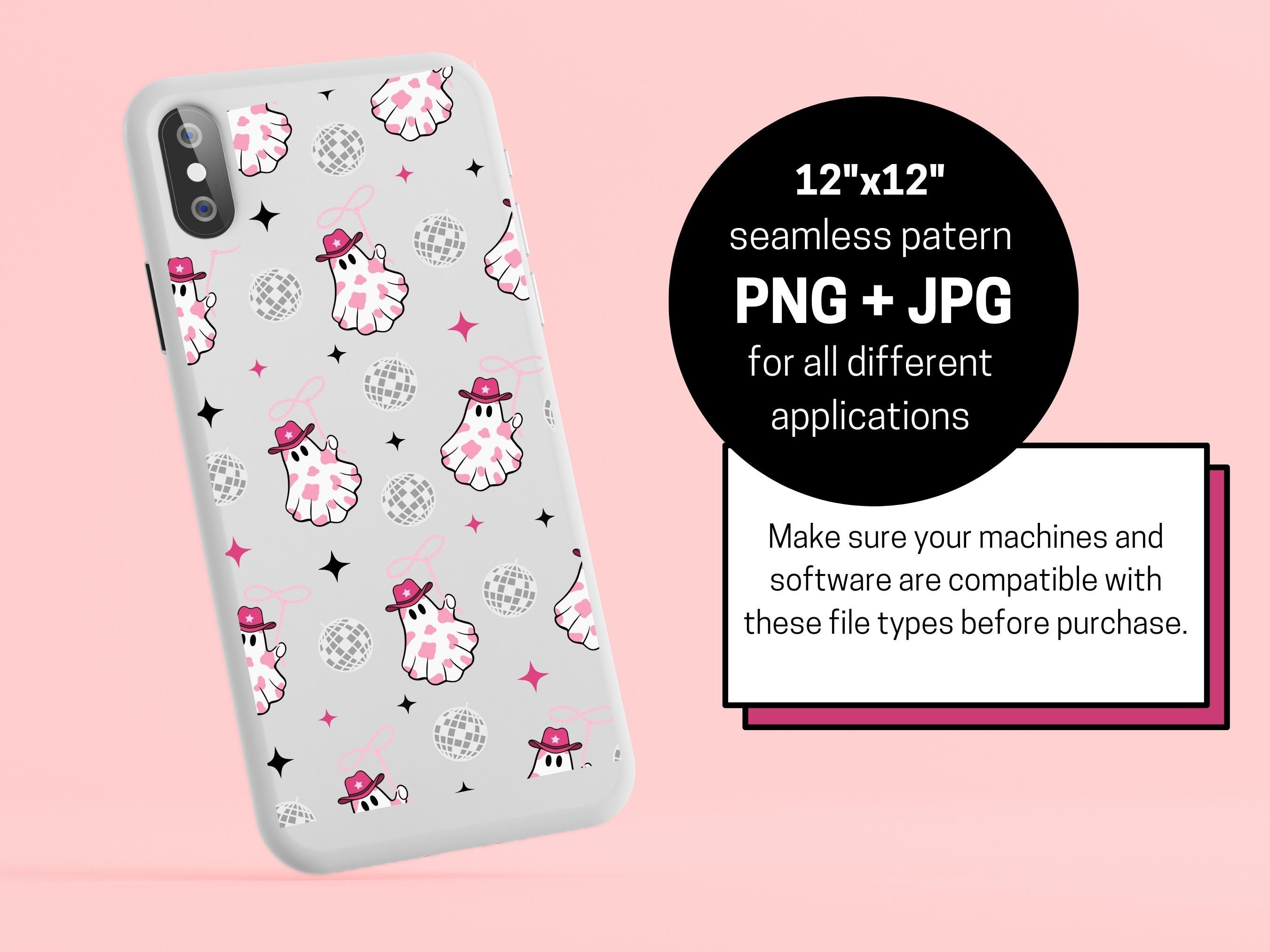 Disco Cowgirl Ghost Digital Paper, Cute Halloween Cow Print Ghost Hat ...