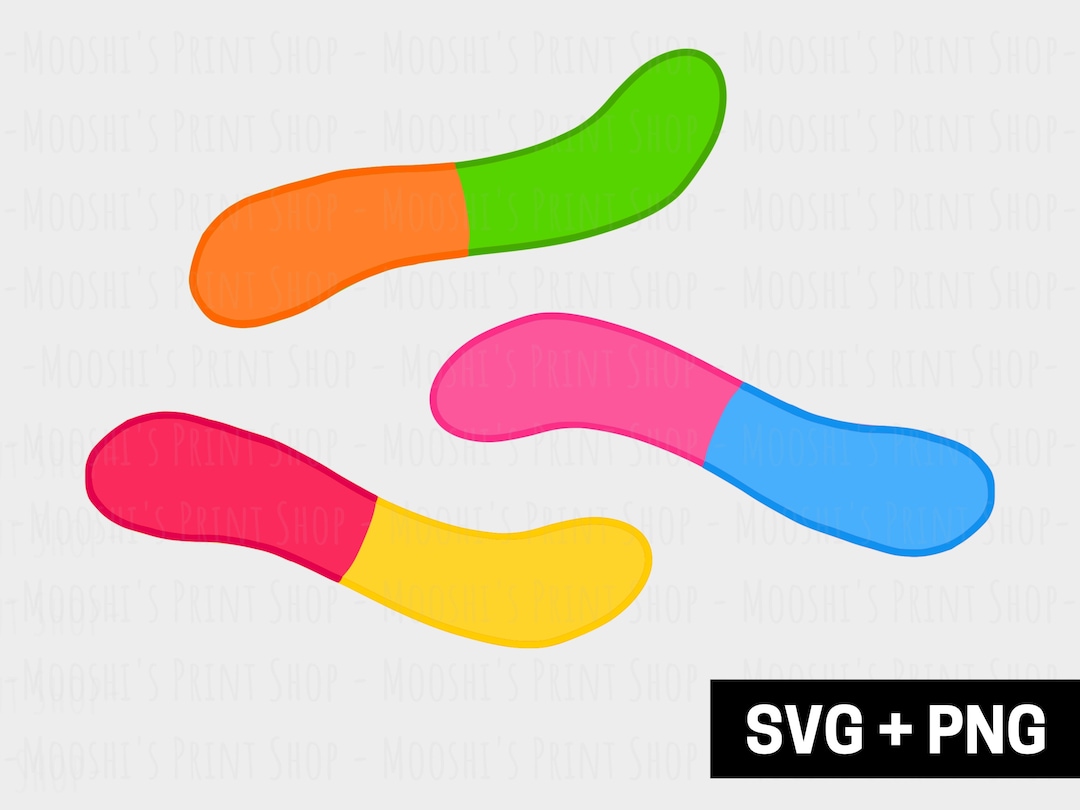 Gummy Worms Clipart Bundle, Colorful Sour Chewy Candy Graphics, Cute ...