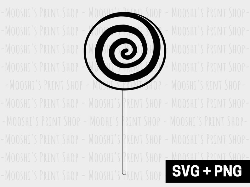 Lollipop Clipart Graphic Spiral Sucker Outline Simple Black - Etsy