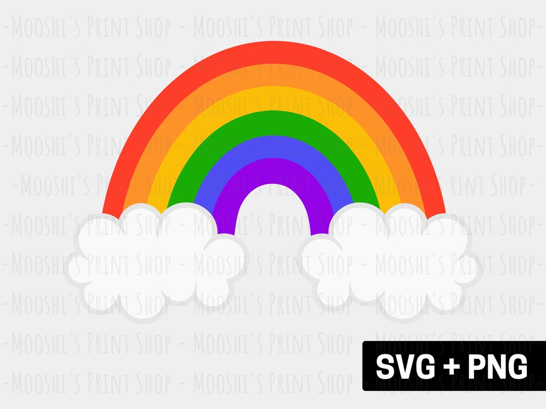 Rainbow in Clouds Clipart, Cute Classic Simple Rainbow Cloud, Colorful ...