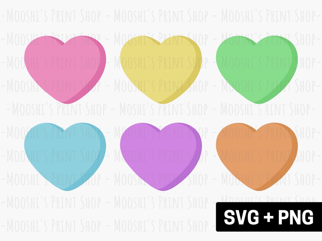 Blank Valentine's Day Conversation Hearts Clipart Bundle, Pastel Candy ...