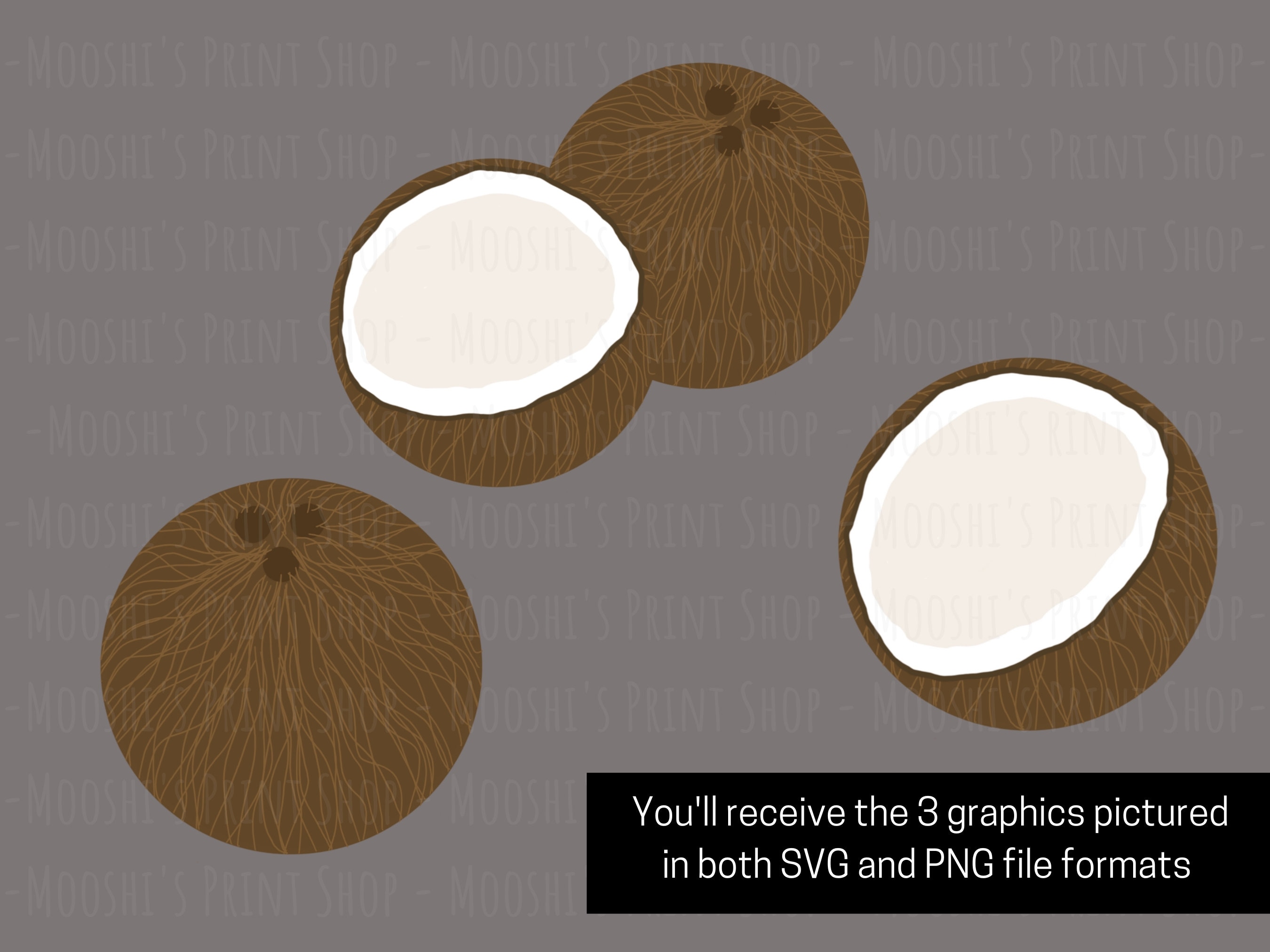 Coconut Fruit Clipart Bundle, Sweet Summer Tropical Fruit Slice ...