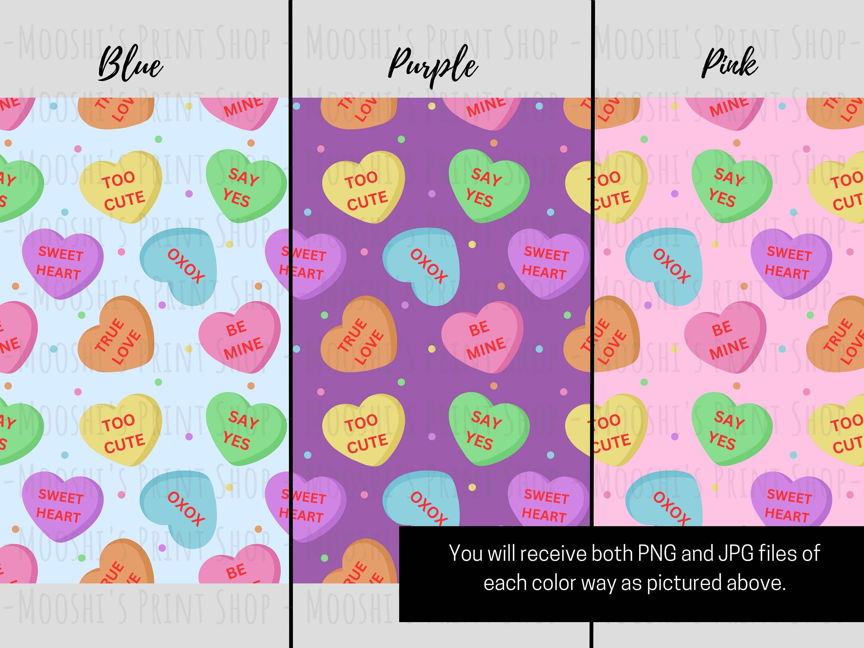 Conversation Hearts Digital Paper, Valentine's Day Candy Heart Message ...