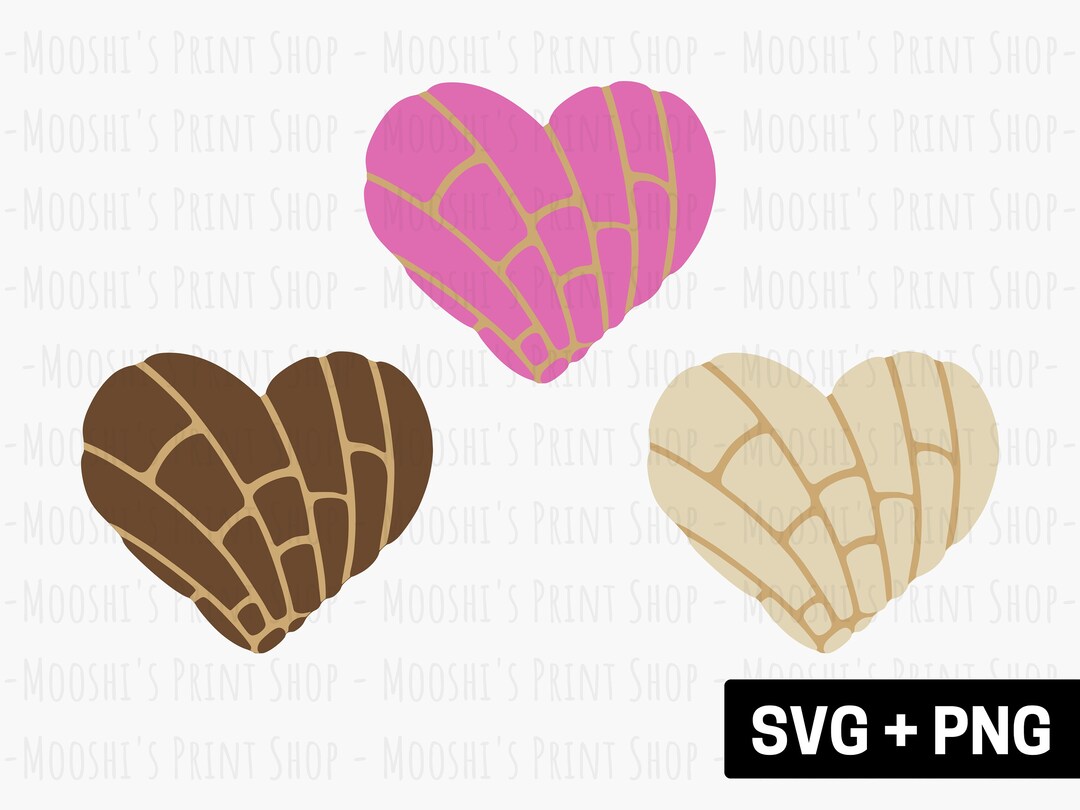 Heart Shaped Concha Clipart Bundle, Pink Brown White Pan Dulce Mexican ...