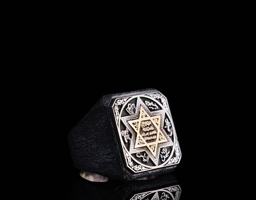 Seal of Suleyman Silver Mens Ring,turkish Jewelry Ring,silver Amber ...