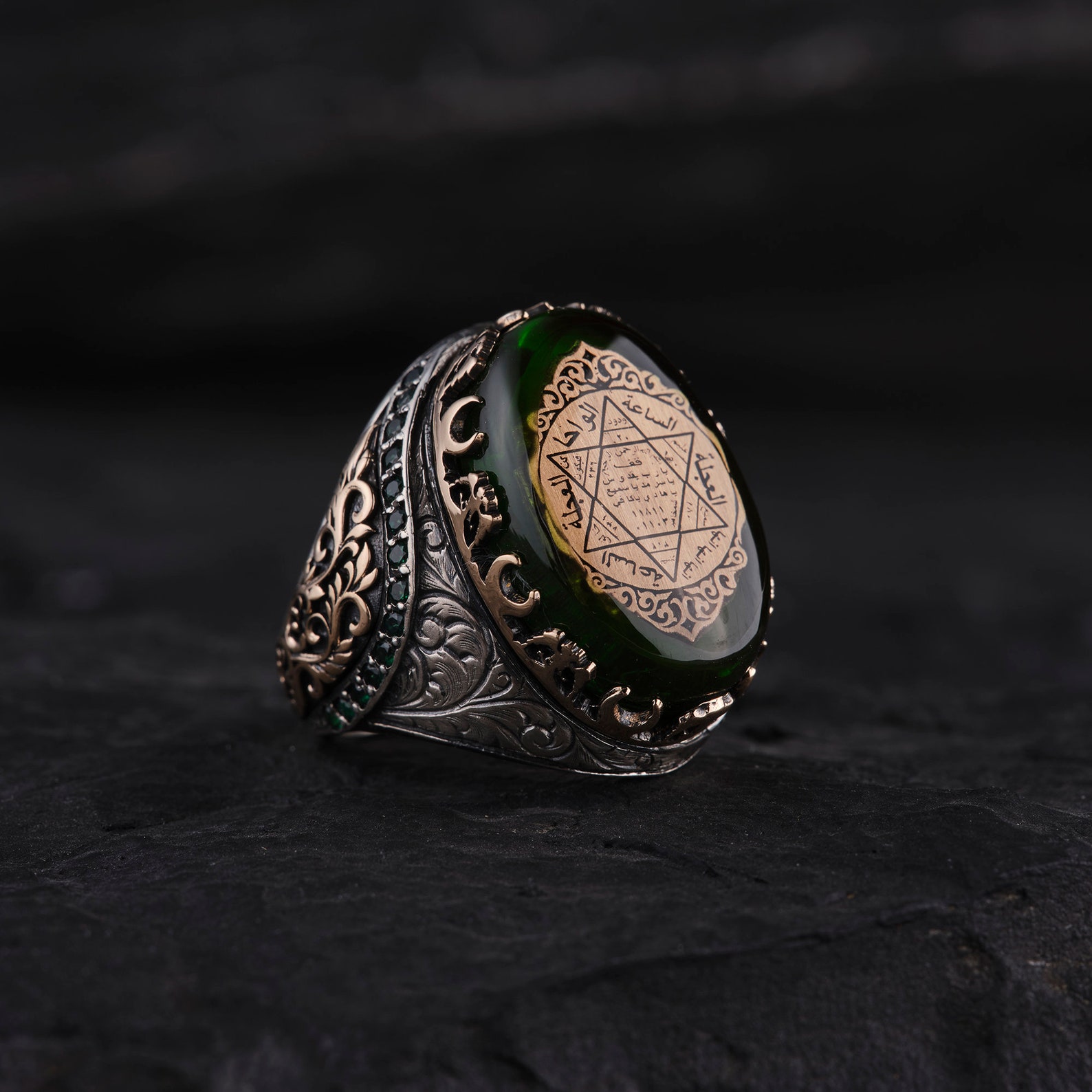 Seal of Suleyman Silver Mens Ring,turkish Jewelry Ring,silver Amber ...