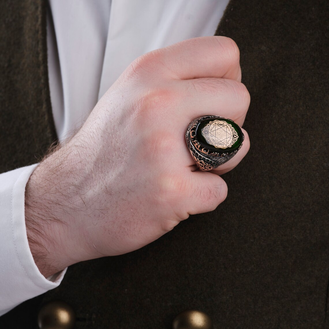 Seal of Suleyman Silver Mens Ring,turkish Jewelry Ring,silver Amber ...