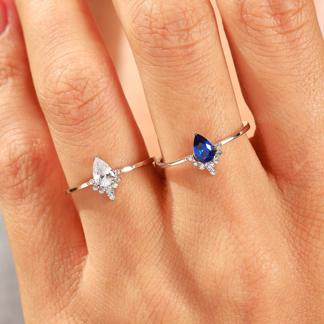 Tear Drop Diamond Engagement Ring, 18K 14K 10K Gold Pear Cutted ...