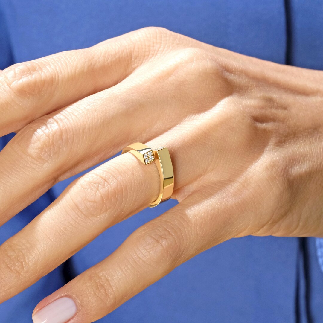 Spiral Ring Thin Diamond Engagement Ring 14K Solid Gold, Tiny Diamond ...