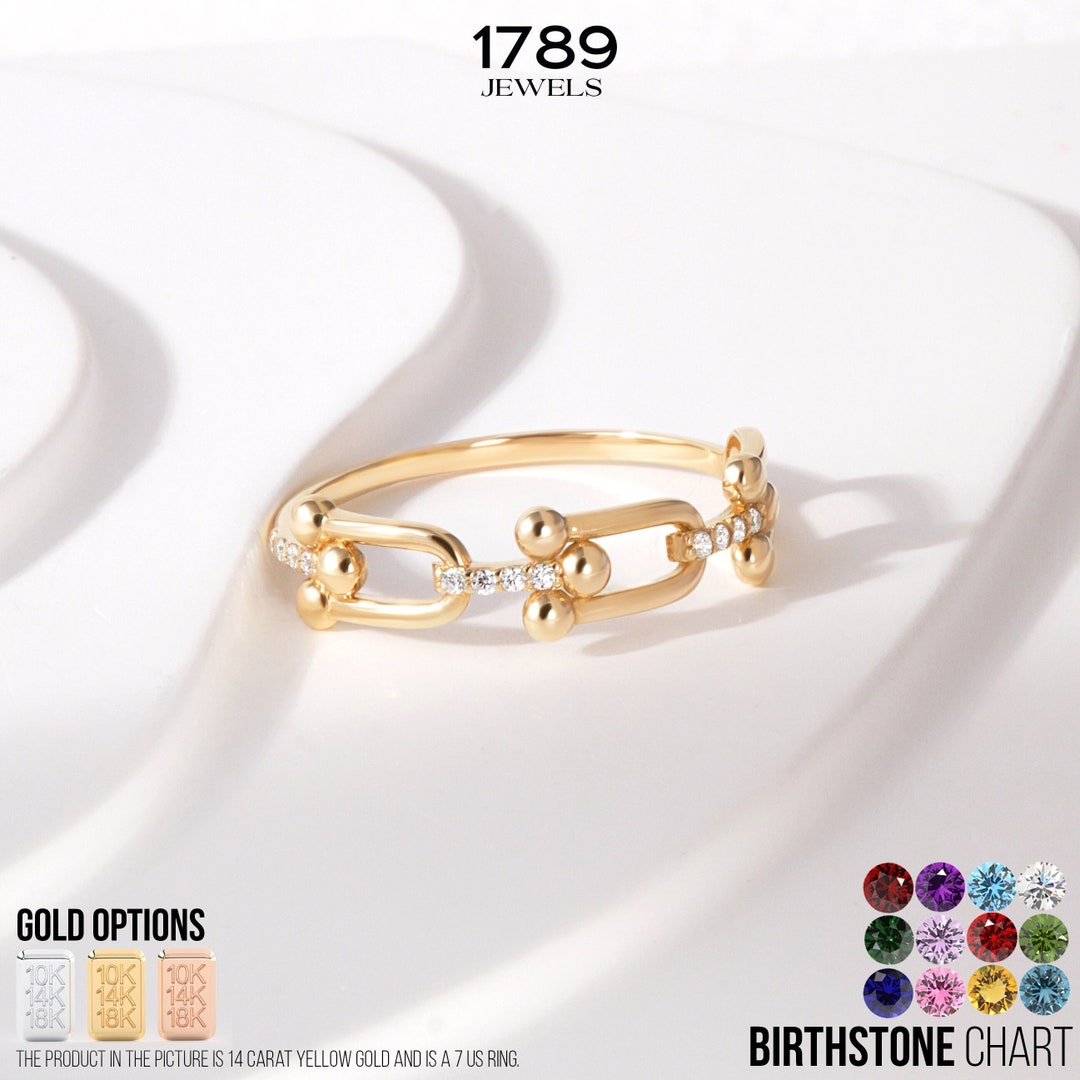 Open Chain Link Ring 14K Solid Gold Diamond Band, Half Eternity ...