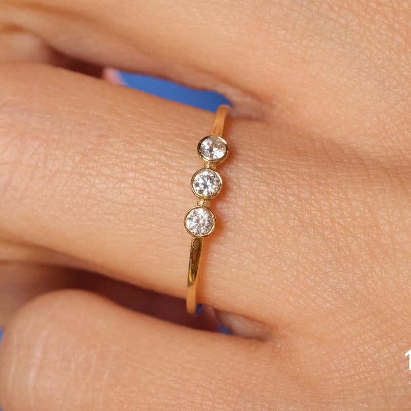 Triple Stone Ring - Etsy