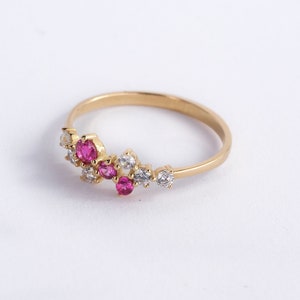 Oval Cluster Ruby Cz Diamond Engagement Ring, 14K Gold Custom ...