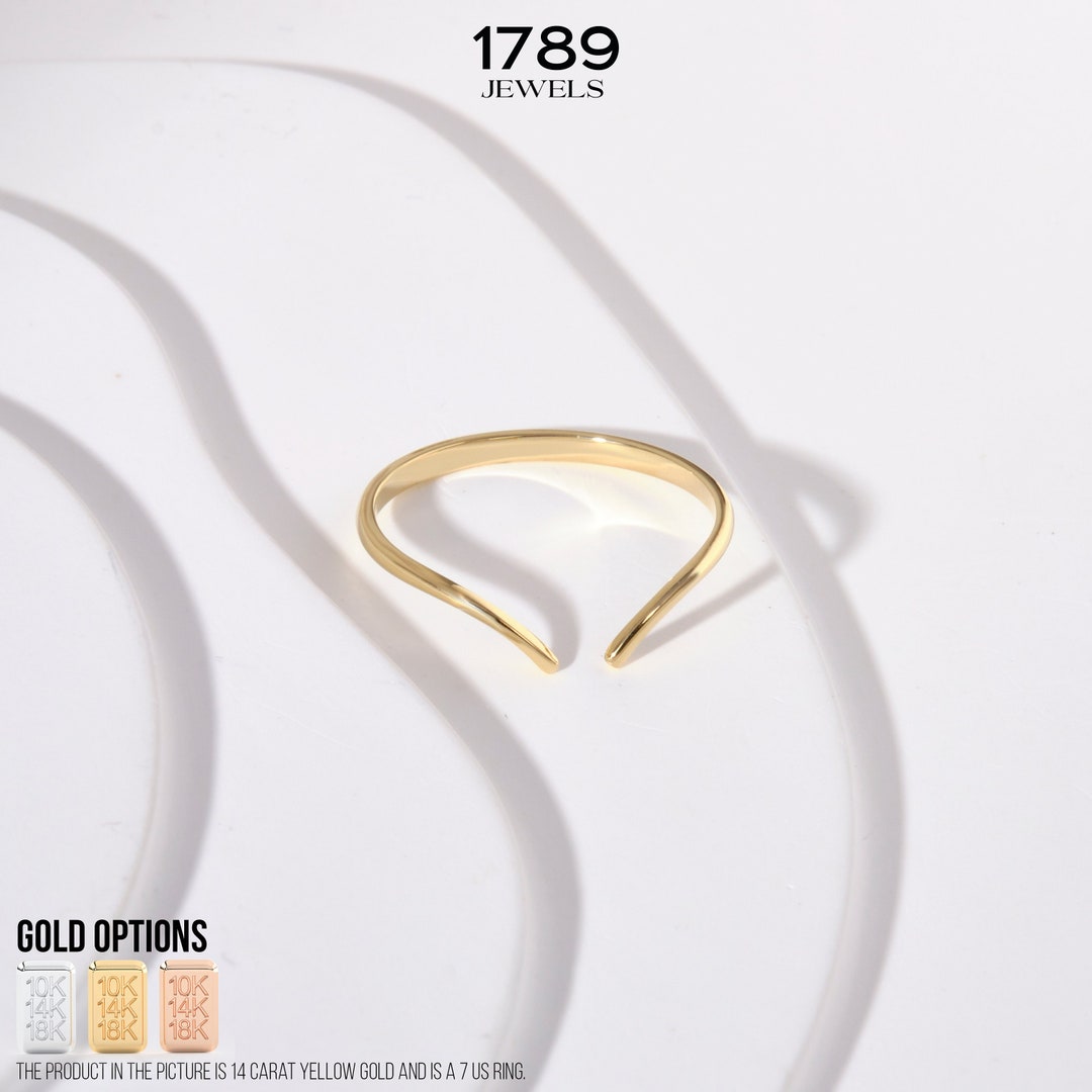 V Shape Chevron Gold Stacking Ring V Design Curved Stacked - Etsy