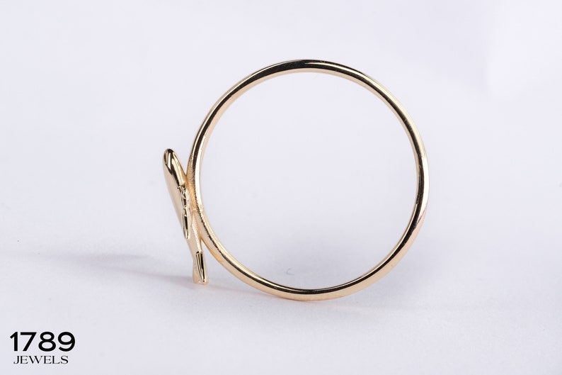 Airplane Ring 14K Solid Gold, Simple Aviation Rings for Women, Plane ...