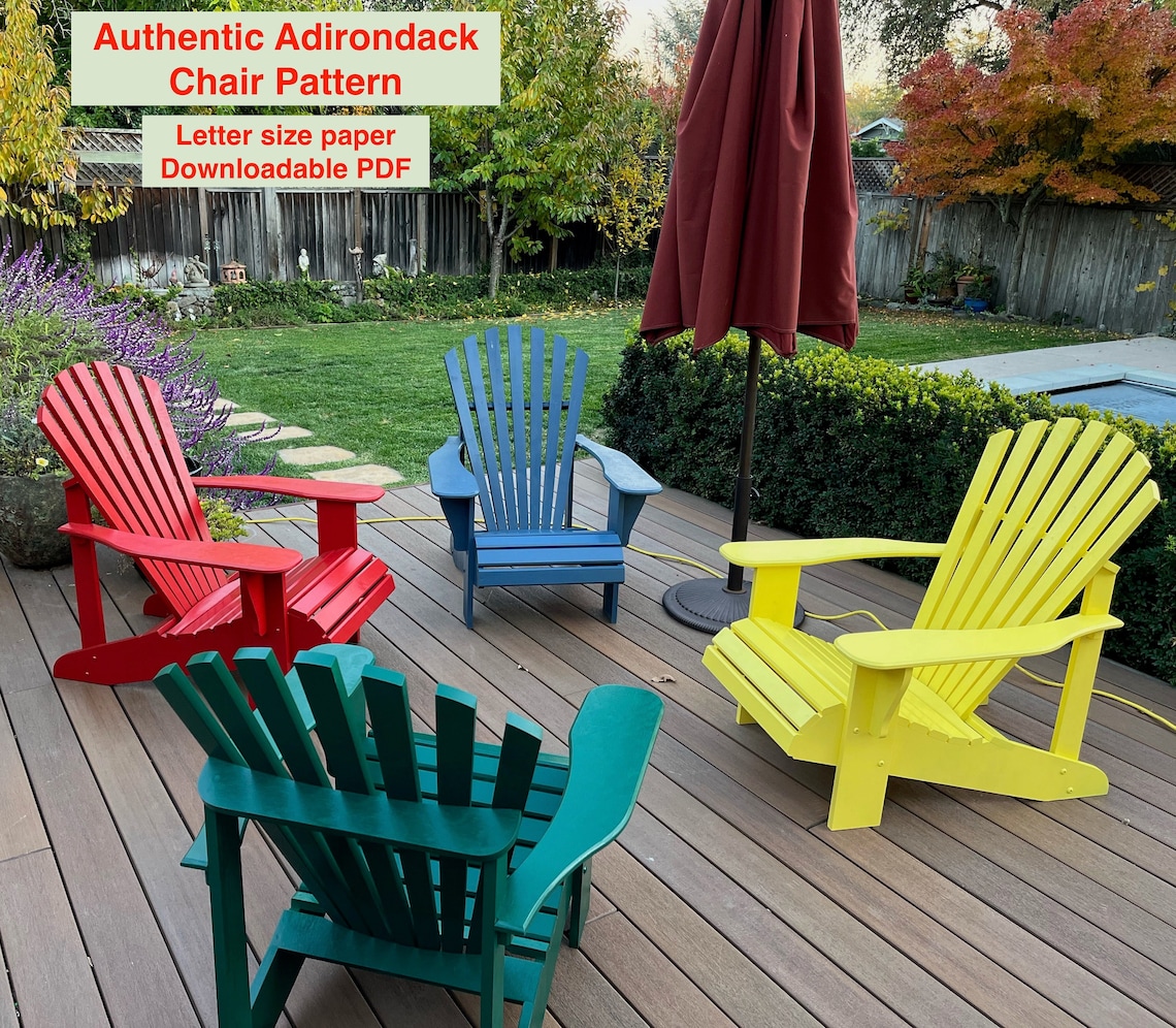 An Authentic Adirondack Chair Pattern Downloadable PDF for Tracing - Etsy
