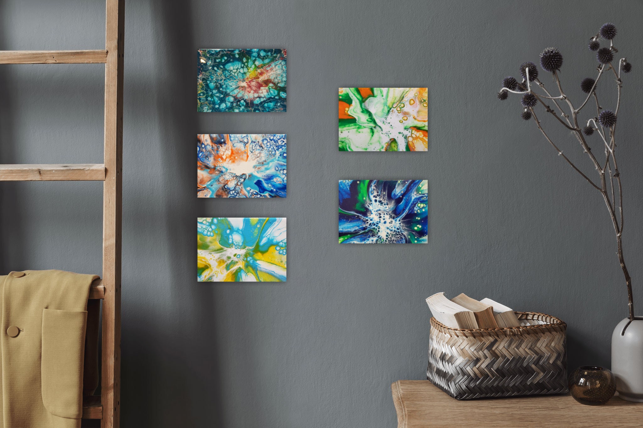 Abstract Wall Art, Small 5x7 Painting on Canvas, Little Accent Piece ...