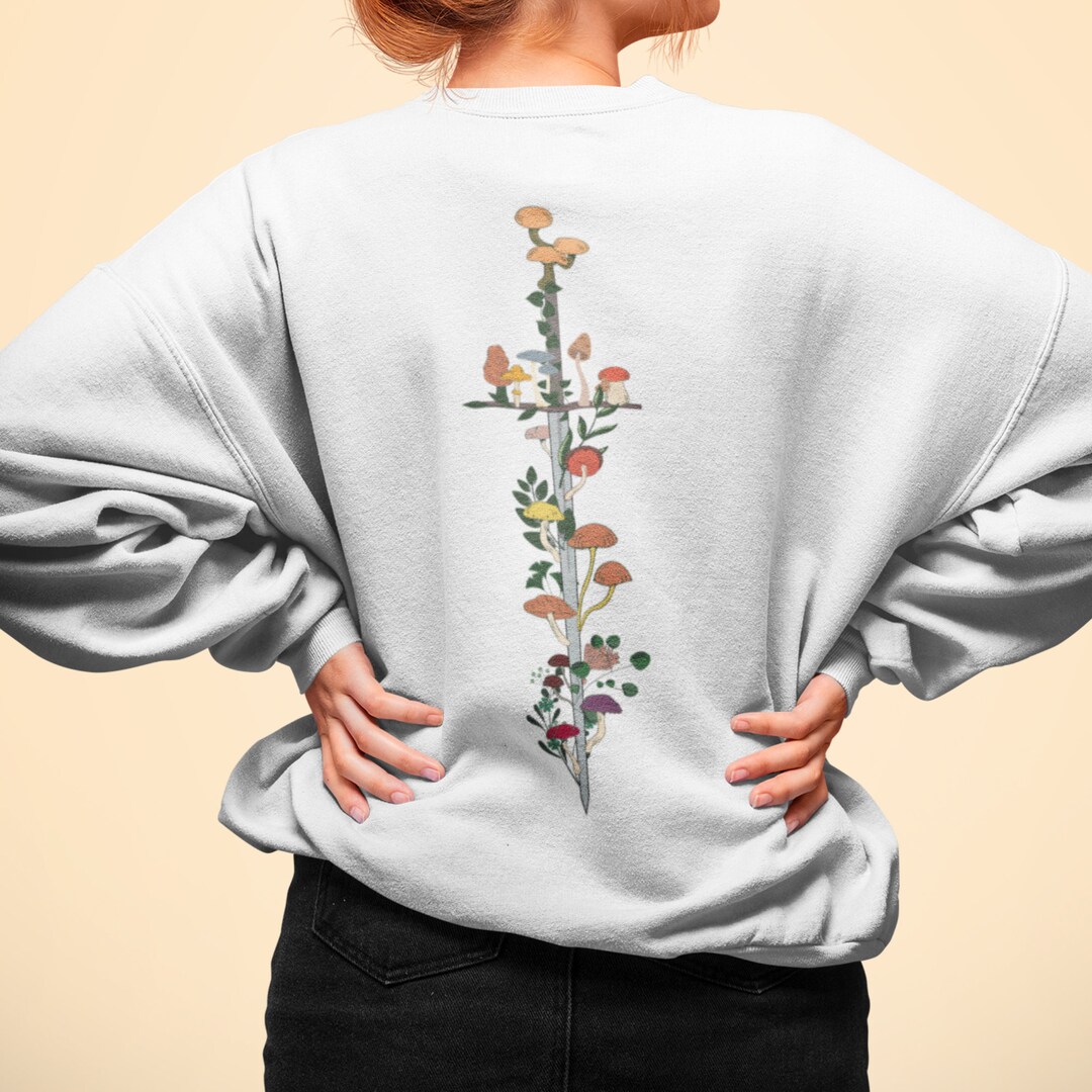Cottagecore Sweatshirt, Mushroom Sword Sweatshirt, Fungi Lover Shirt ...