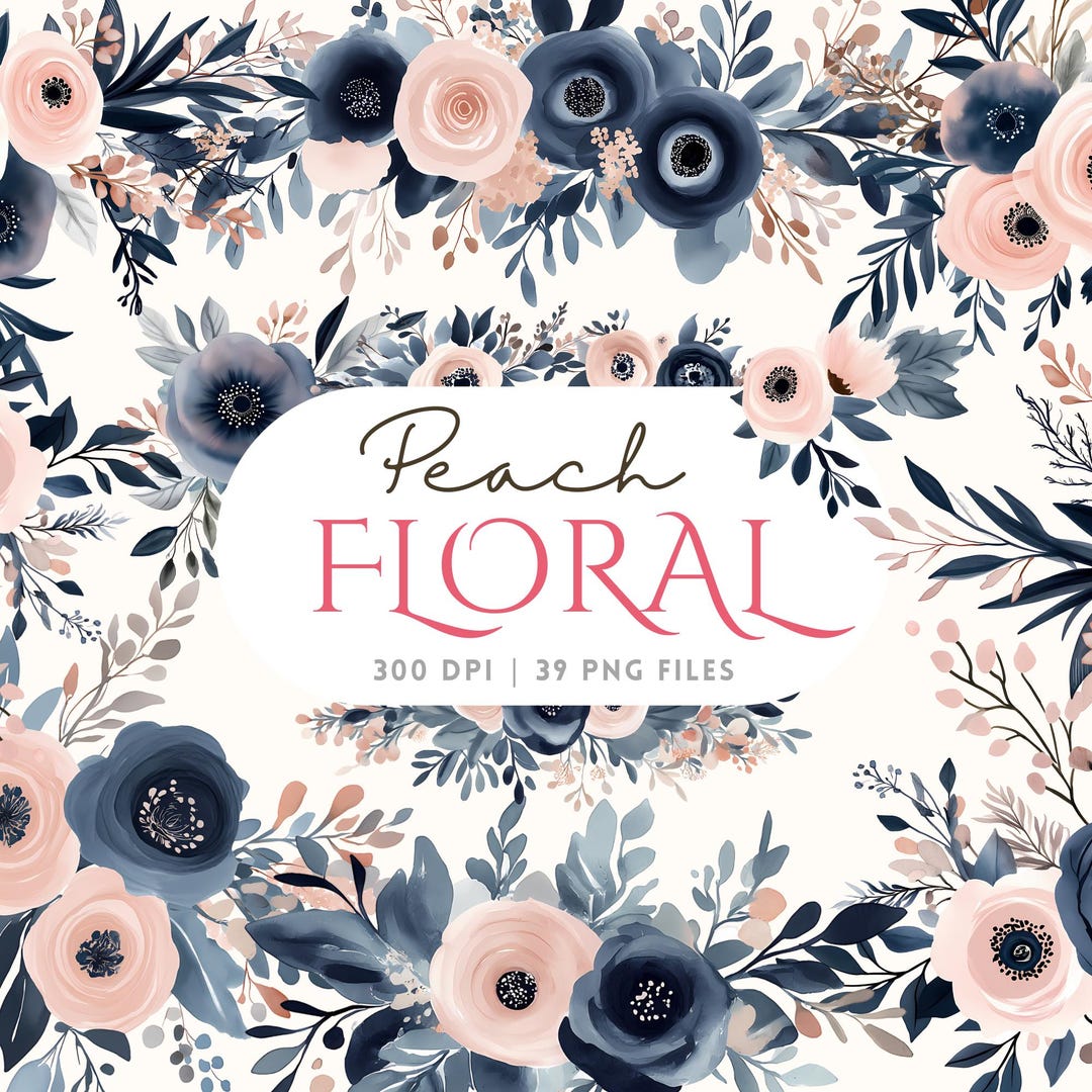 Peach Floral Clipart PNG - 39 Clipart for Wedding Card, Floral ...