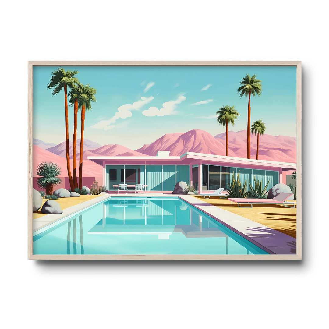 Palm Springs Illustration | Pastel Colors | Pink Palm Springs Art Print ...