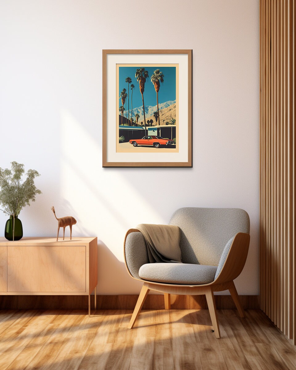 Retro Palm Springs Art Print Mid-century Modern Vintage Palm Springs ...