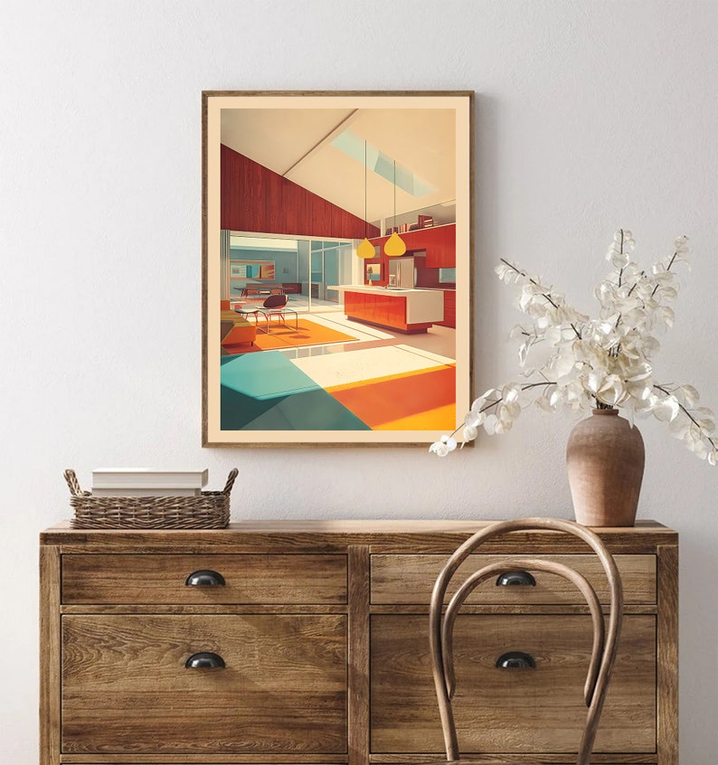 Mid-century Modern Interior Art Print | Modernist Architecture ...