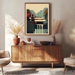 Fallingwater Print | Architecture Poster | Fallingwater House Frank ...