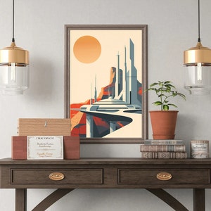 Vintage Future City Print | Retro Futuristic Illustration | Retro ...