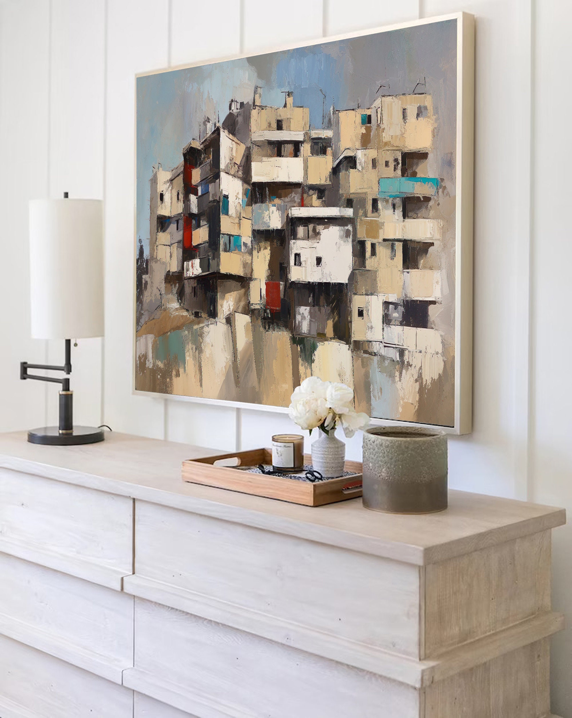 Architecture Oil Painting Stacked Houses in South of Italy Architecture ...