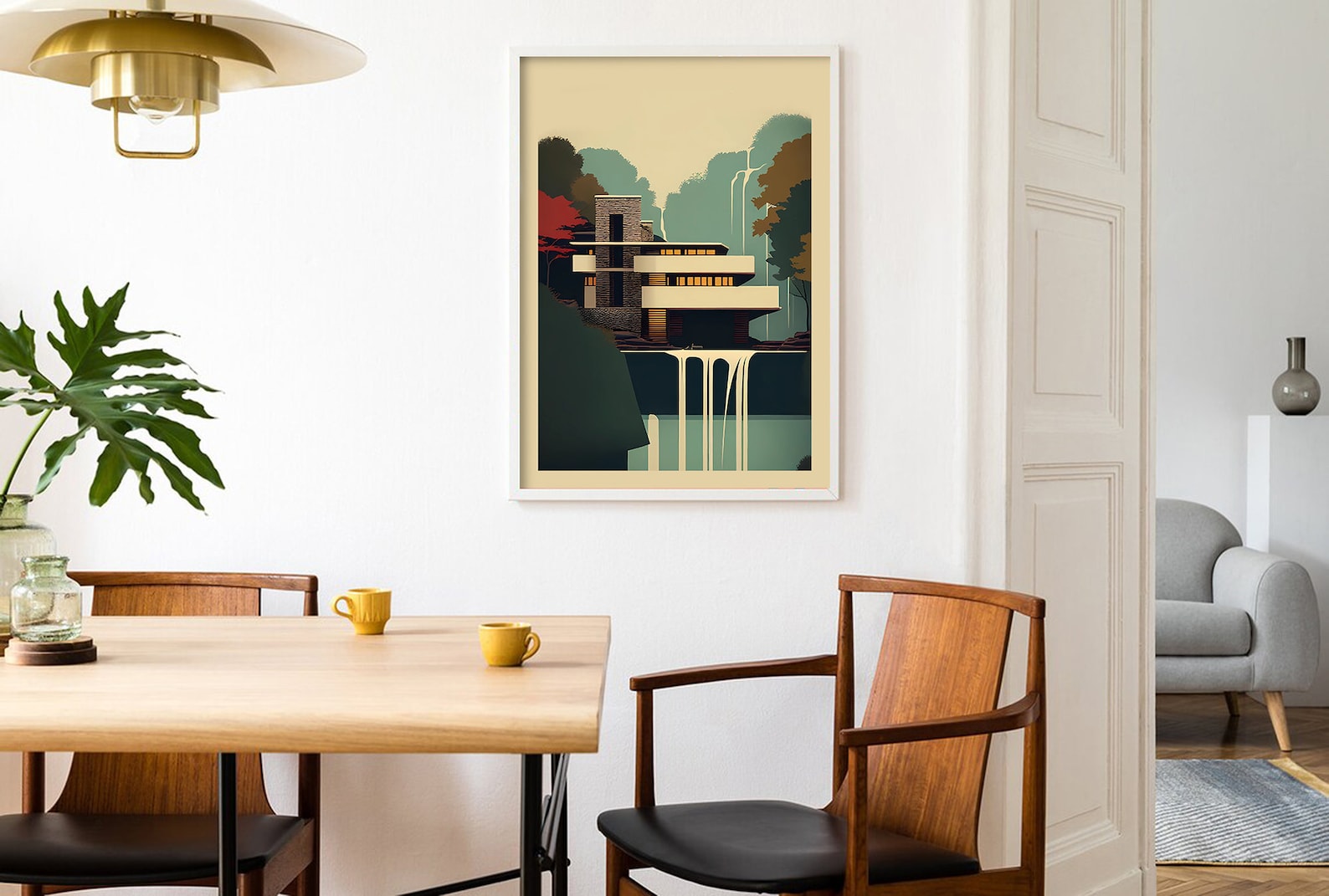 Fallingwater Print Architecture Poster Fallingwater House Frank Lloyd ...