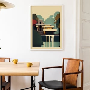 Fallingwater Print | Architecture Poster | Fallingwater House Frank ...