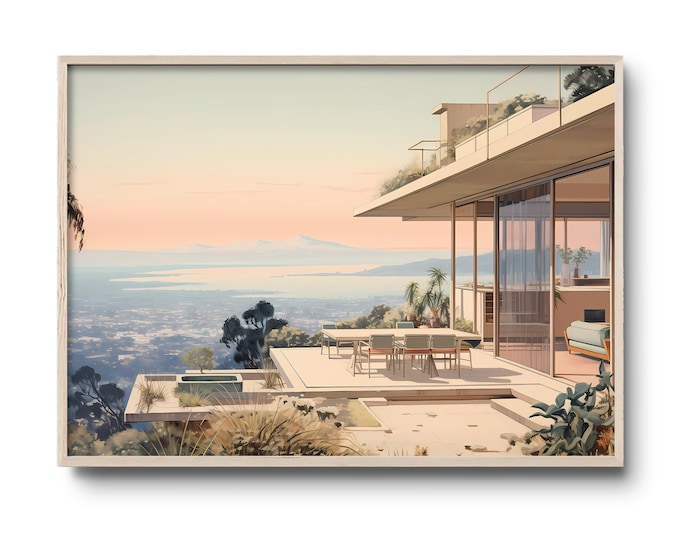Stahl House Mid Century Modern Architecture Print Pierre Koenig Case ...