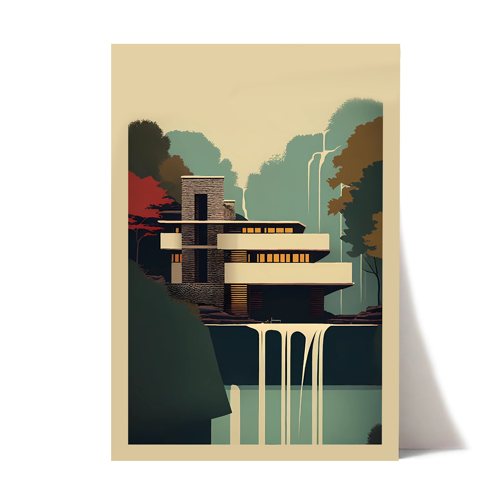 Fallingwater Print Architecture Poster Fallingwater House - Etsy Australia